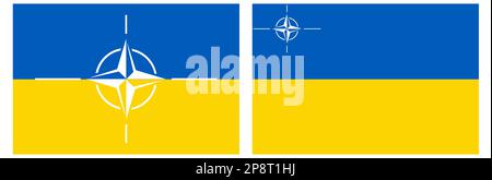The colors of the flag and the graphic logo of NATO and the national ...