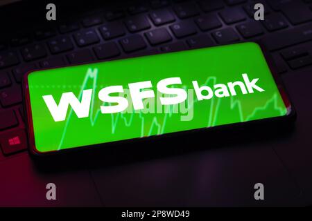 In this photo illustration, the WSFS Bank logo seen displayed on a ...