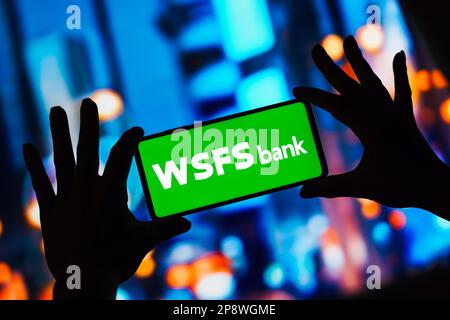 In this photo illustration, the WSFS Bank logo seen displayed on a ...