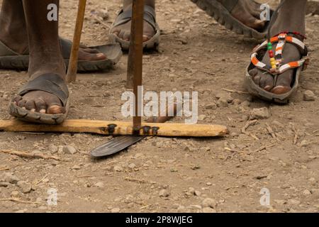 A demonstration of the traditional masai fire lighting technique, using ...