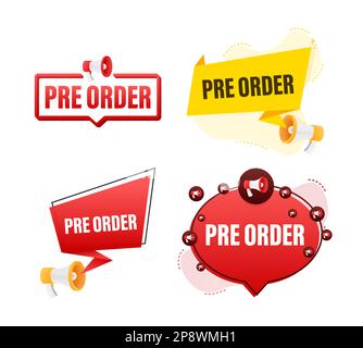 pre order stamp. pre order round ribbon sticker. label Stock Vector ...