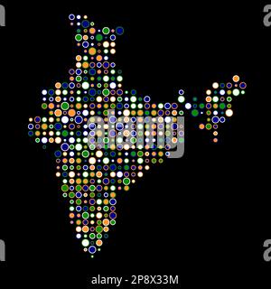 India Map Silhouette Pixelated generative pattern illustration Stock ...