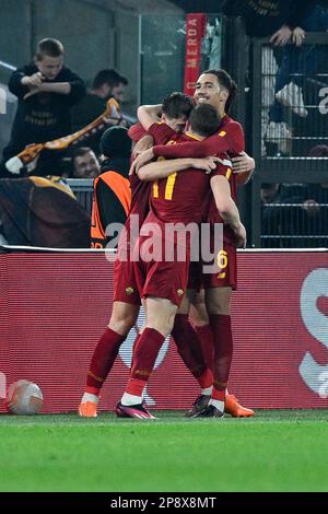 Players of AS Roma celebrate scoring of first goal in the Primavera 1 ...