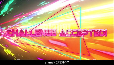 Image of challenge accepted text on multi coloured background Stock ...