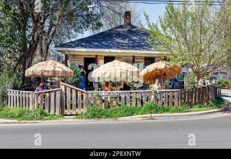CHARLOTTE, NC-5 MARCH 2023: Covered outside dining with musician at the ...