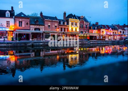 Amiens, France, Old Town Center, Scenics, Old Buildings Along Somme ...