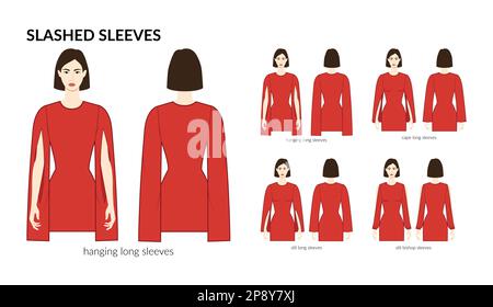 Set of Slashed sleeves clothes long, short, hanging, cape, slashed ...
