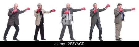 collage of businessmen in boxing gloves isolated Stock Photo - Alamy