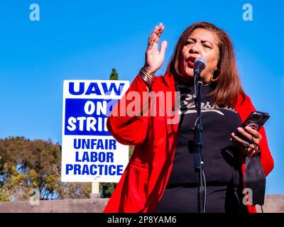 December 14, 2023 - Cecily Myart-Cruz, president of UTLA, at a UAW ...