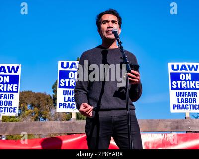 December 14, 2023 - Rafael Jaime, president of UAW 2865, at a UAW union ...