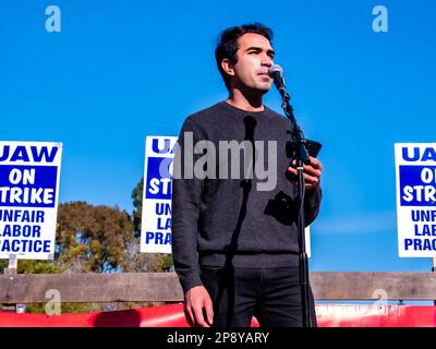 December 14, 2023 - Rafael Jaime, president of UAW 2865, at a UAW union ...
