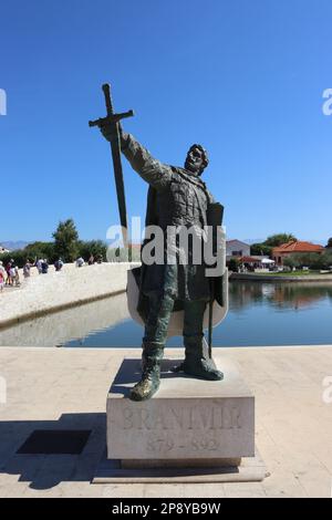Statue of Duke Branimir mounted at the original 16th century lower ...