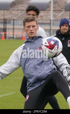 St. Louis City SC defender Tim Parker, right, and goalkeeper Roman ...