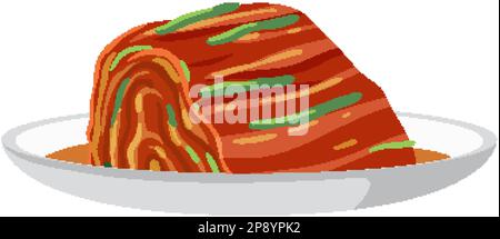 Korean Kimchi - spicy pickled cabbage vegetable flat vector design ...