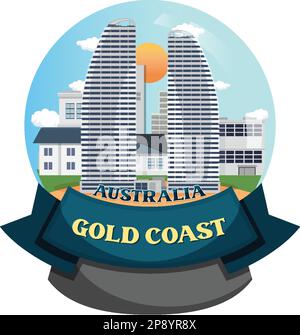 Gold Coast Australia Building Landmark illustration Stock Vector Image ...