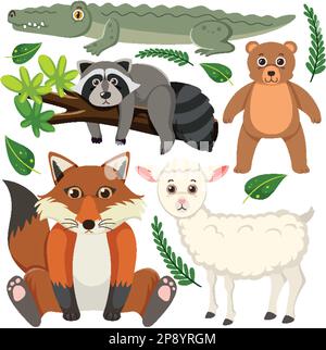 Set of mix animal farm character illustration Stock Vector Image & Art ...