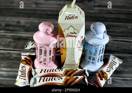 Cairo, Egypt, March 5 2023: Galaxy Flutes chocolate, a creamy chocolate ...