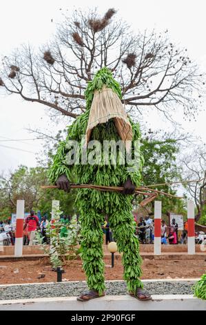 Leaf masks at Festima Festival in Dedougou, Burkina Faso Stock Photo ...