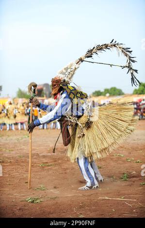 Masks Dance at Festima Festival in Dedougou, Burkina Faso Stock Photo ...