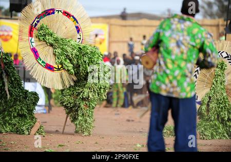 Masks Dance at Festima Festival in Dedougou, Burkina Faso Stock Photo ...