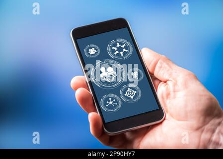 Smartphone screen displaying a collaboration concept Stock Photo - Alamy