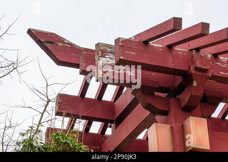 Wooden mortise and tenon roof structure of traditional Chinese ...