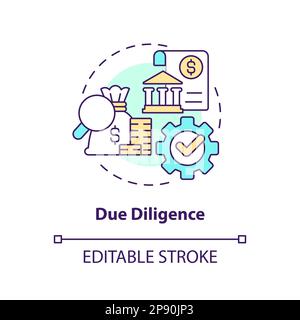 Due diligence outline vector icon. Thin line black due diligence icon, flat vector simple ...