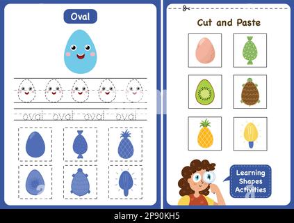 Learning shapes activity page - ellipse. Geometric shapes worksheets ...
