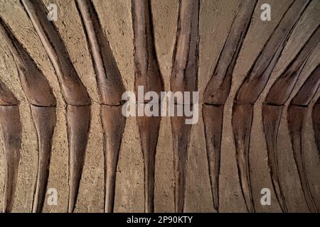 Date palm leaves midribs used for building in the old village of Harat ...