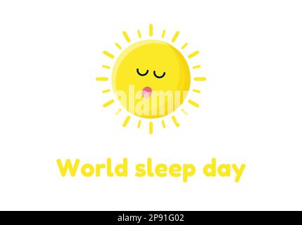 World sleep day. Sleeping sun icon. Vector illustration Stock Vector ...