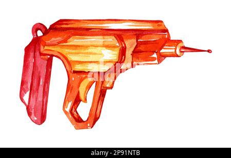 watercolour toy gun, hand draw illustration, fantastic weapon, space ...