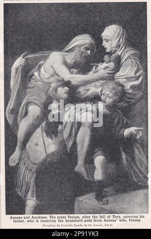 Aeneas carrying his father Anchises from the burning city of Troy ...