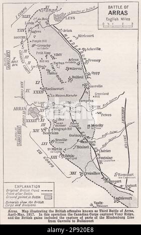 Vintage map of The Great War (Western Front) advance of the Allied ...