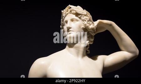 MILAN, ITALY - June 2020: the ancient sculpture Apollo Crowning Himself ...