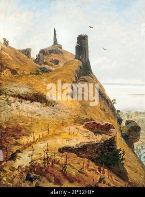 Castle Szigliget, Szigligeti var, castle ruins, panorama Stock Photo ...