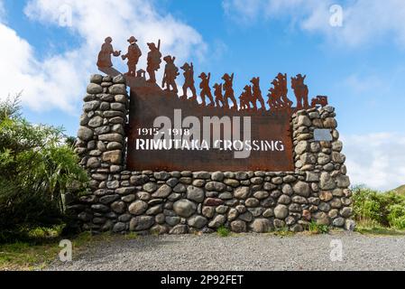 Rimutaka crossing commemorative structure at summit of Rimutaka pass ...