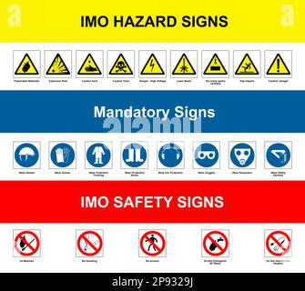 IMO safety and security signs on side of cargo ship which needs ...