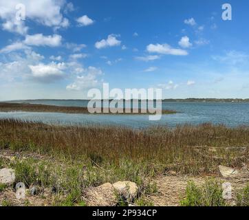 A marshy shore in Beaufort in South Carolina on a beautiful spring day ...