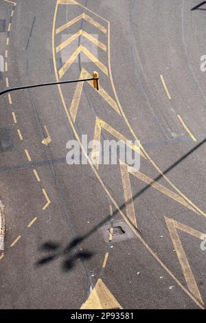 Elevated view of traffic signs painted on an avenue Stock Photo - Alamy