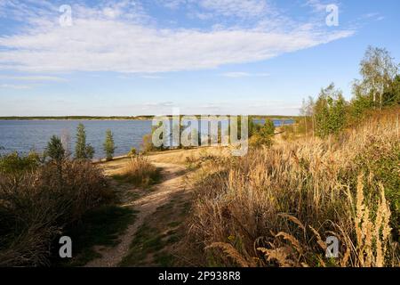 Zwenkauer See, the largest lake in the Leipziger Neuseenland, city of ...