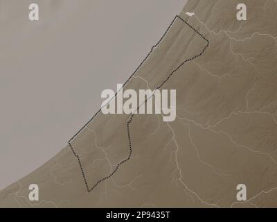 Gaza Strip, region of Palestine. Colored elevation map with lakes and ...