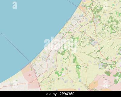 Gaza Strip, region of Palestine. Open Street Map. Locations of major ...