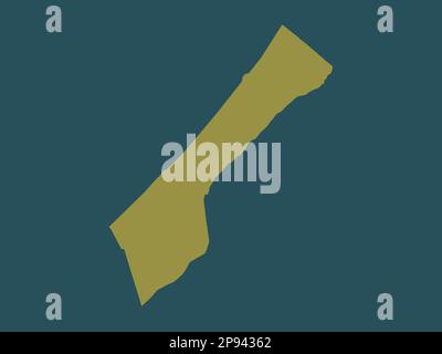 Gaza Strip, region of Palestine. Solid color shape. Locations and names ...