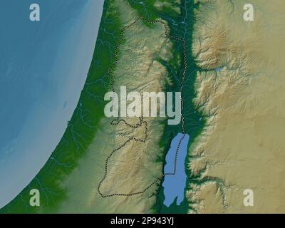 West Bank, region of Palestine. Elevation map colored in wiki style ...