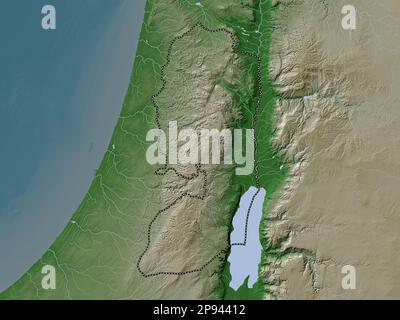 West Bank, region of Palestine. Elevation map colored in wiki style ...