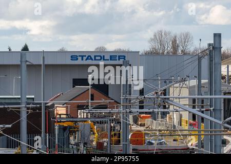 The Stadler building at the Tyne and Wear Metro depot in South Gosforth ...