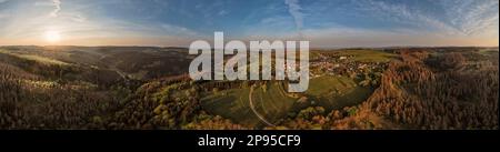 Germany, Thuringia, Masserberg, Schnett, village, mountain meadows ...