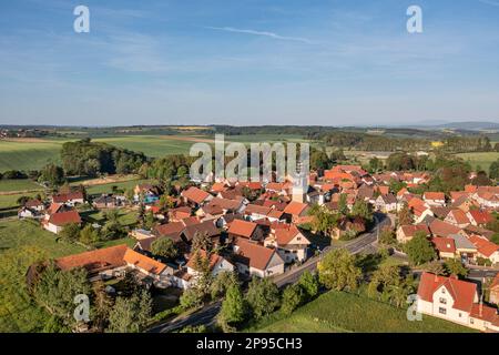 Germany, Thuringia, Grabfeld, Nordheim, village, church, overview ...
