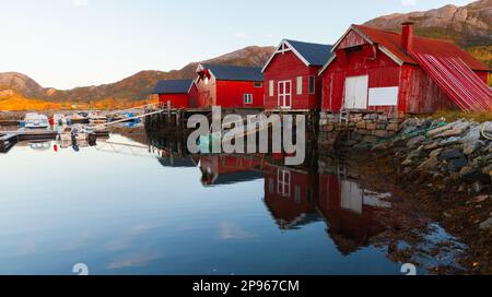 Vingvagen fishing village landscape photo with traditional old ...