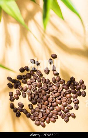 Colombian Coffee Delight: Beans on a Yellow Background with Natural ...